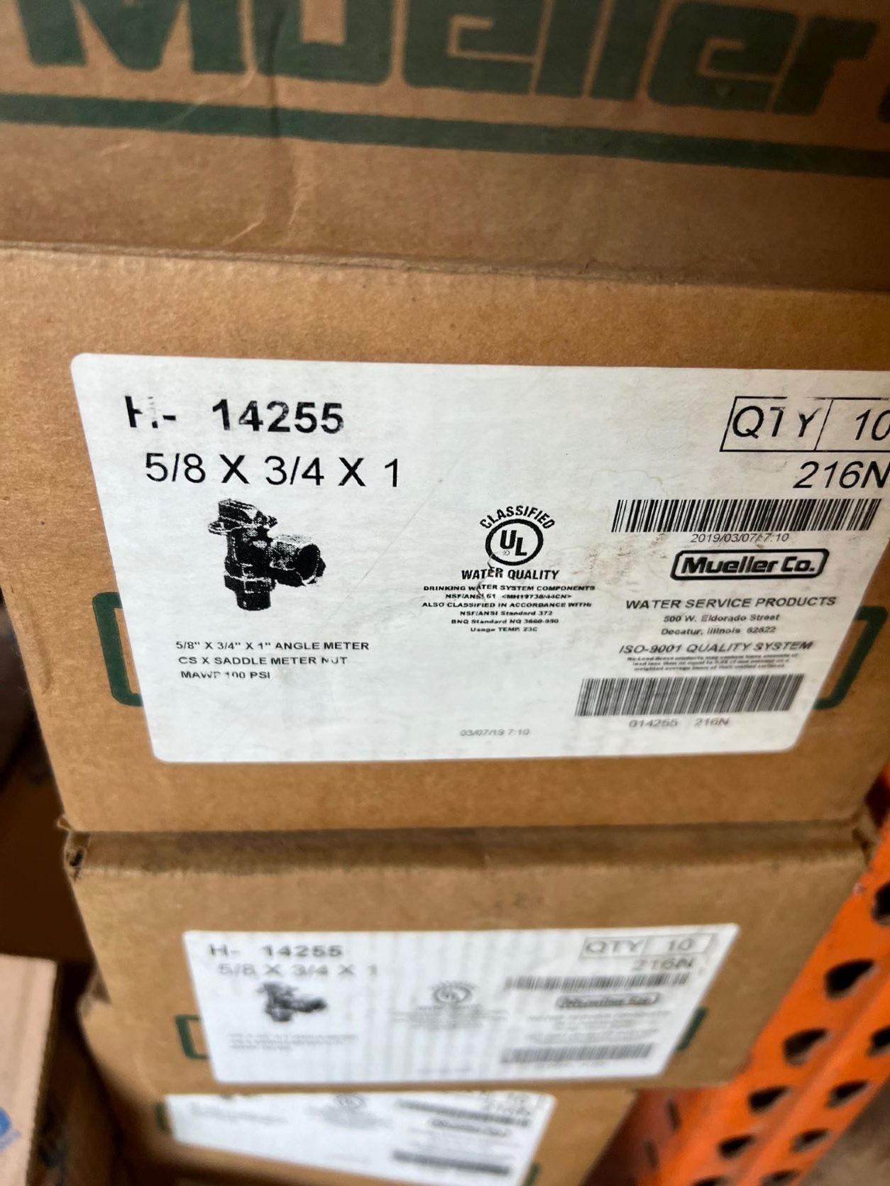 MUELLER H-14255N ANGLE METER VALVE 5/8"X3/4"X1" - The Waterworks Warehouse