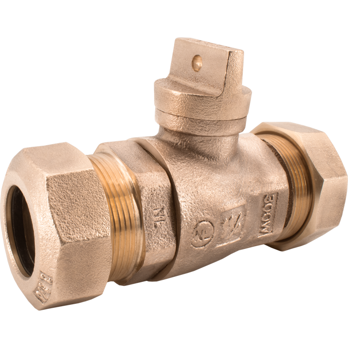 1-1/2" T-5400NL No Lead Bronze Ring Compression x Ring Compression Curb ...