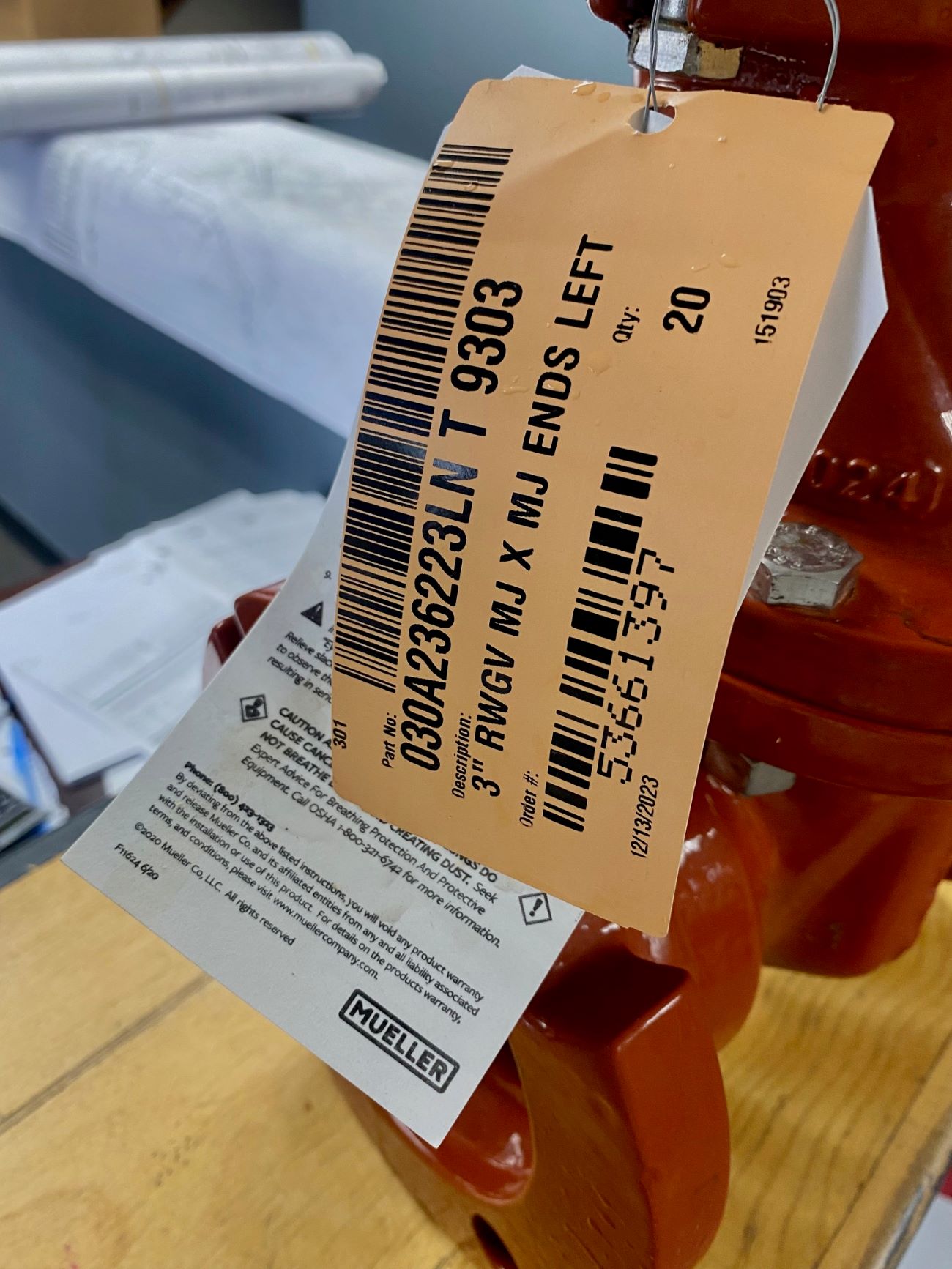 MUELLER 3" MJ GATE VALVE OL A2362 - The Waterworks Warehouse